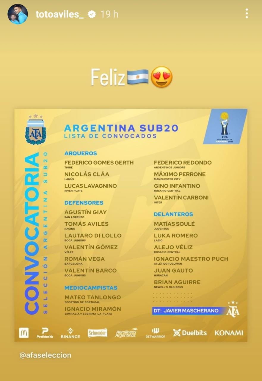 Tras jugar el Sudamericano con Chile: Tomás Avilés entra en la nómina ... Tras jugar el Sudamericano con Chile: Tomás Avilés entra en la nómina ...
